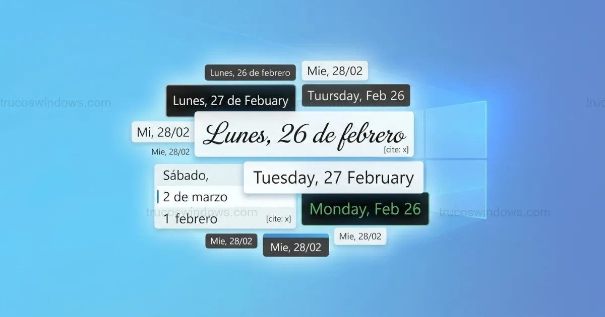 Cómo mostrar el día de la semana en el reloj de Windows 10